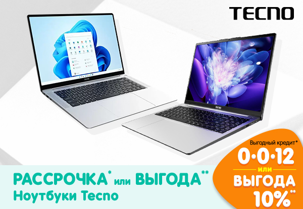 Рассрочка или выгода! Ноутбуки Tecno | Акции DNS | IW046774